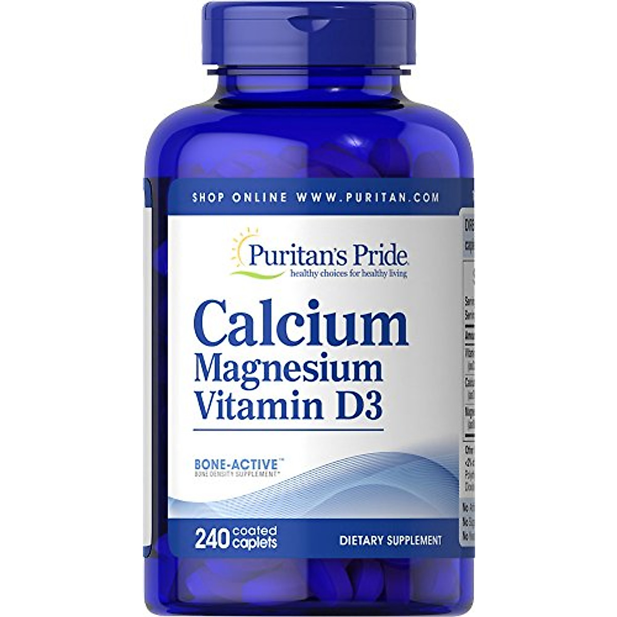 Puritan's Pride Calcium Magnesium with Vitamin D Helps Maintain Bone Strength, 240 Caplets