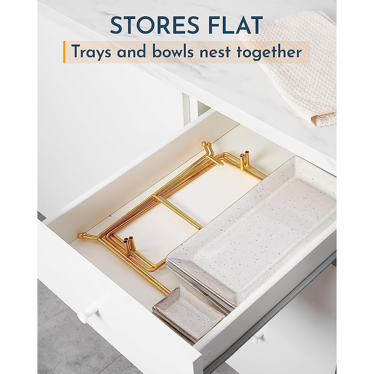 3 Tier Gold Serving Tray Stand with Dipping Bowls - Dessert and Fruit Platter for Hosting, Parties, Celebrations - Swiveling Collapsable Stackable