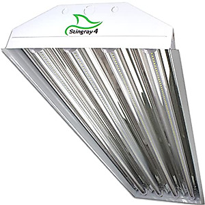 PrimeLights 4 Bulb / Lamp T8 LED High Bay Utility Shop Garage Warehouse Light Fixture 11,400 Lumens, 120-277V