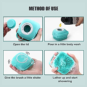 Dog Scrubber for Bath Pet Bathing Brush Silicone Shampoo Massage Dispenser Brush for Short Long Haired Dogs and Cats Washing(Blue)