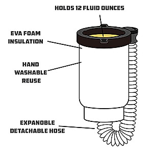 VOMQIDI Portable Can or Bottle Cooler & Cup with Bottle Opener Keychain, 2 Pcs Detachable Expandable Hose to Funnel Your Drink, Cup Lanyard, Built for Party Bar Beer Funnel (Black)