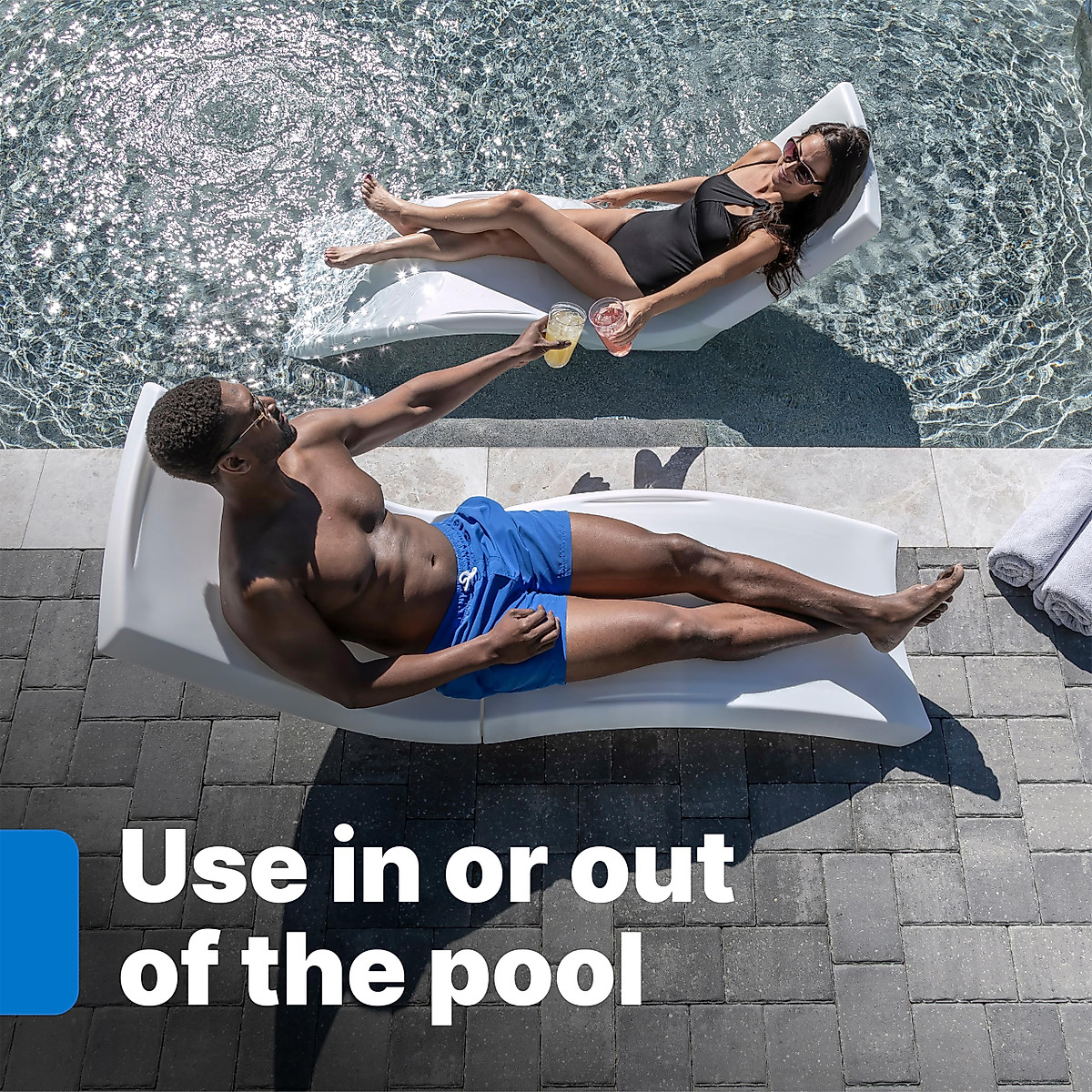 Step2 Vero Pool Lounger, Fade-Resistant, Waterproof Patio Furniture, Pool Lounge Chair for Sun Shelf, Use in Pools with Shelves Up to 9-Inches Deep or Outside Pool Deck, Weighted, White