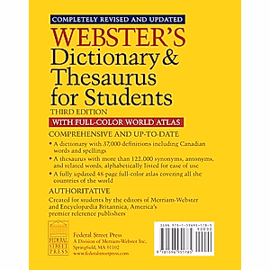Webster's Dictionary & Thesaurus for Students with Full-Color World Atlas, Third Edition