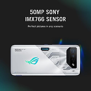 ASUS ROG Phone 7 Cell Phone, 6.78” FHD+ 2448x1080 165Hz, 6000mAh Battery, 50MP/13MP/5MP Triple Camera, 32MP Front, 16GB RAM, 512GB Storage, 5G LTE Unlocked Dual SIM, AI2205-16G512G-WH [US Version]