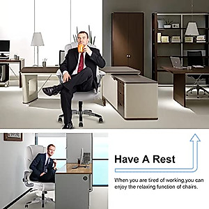 Managerial and Executive Office Chair,Ergonomic White PU Leather Office Desk Chair,Diamond Stitched High Back Swivel Task Chair with Rocking Function,Adjustable Flip-up Armrests Computer Chair