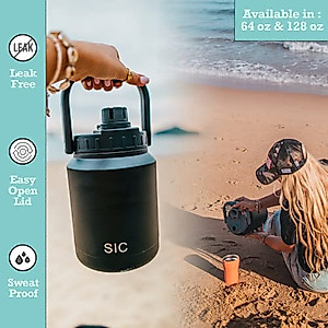 Seriously Ice Cold SIC 64 oz. Insulated Chug Cap Travel Jug, Premium Double Wall Stainless Steel, Ultra Wide Lid with Swing Handle, Leak Proof, Matte Black