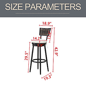 LOKATSE HOME Outdoor Swivel Bar Stools Set of 2 Chairs Armless for Pub Kitchen Cafe Patio Bistro, Beige