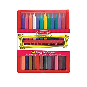 Melissa & Doug Triangular Crayons - 24-Pack in Flip-Top Case, Non-Roll