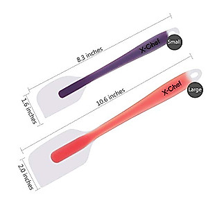 X-Chef Silicone Spatulas, Heat Resistant Rubber Spatulas for Nonstick Cooking Baking, 5 Silicone Scrapers with Stainless Steel Core, 3 Large and 2 Small, 446°F