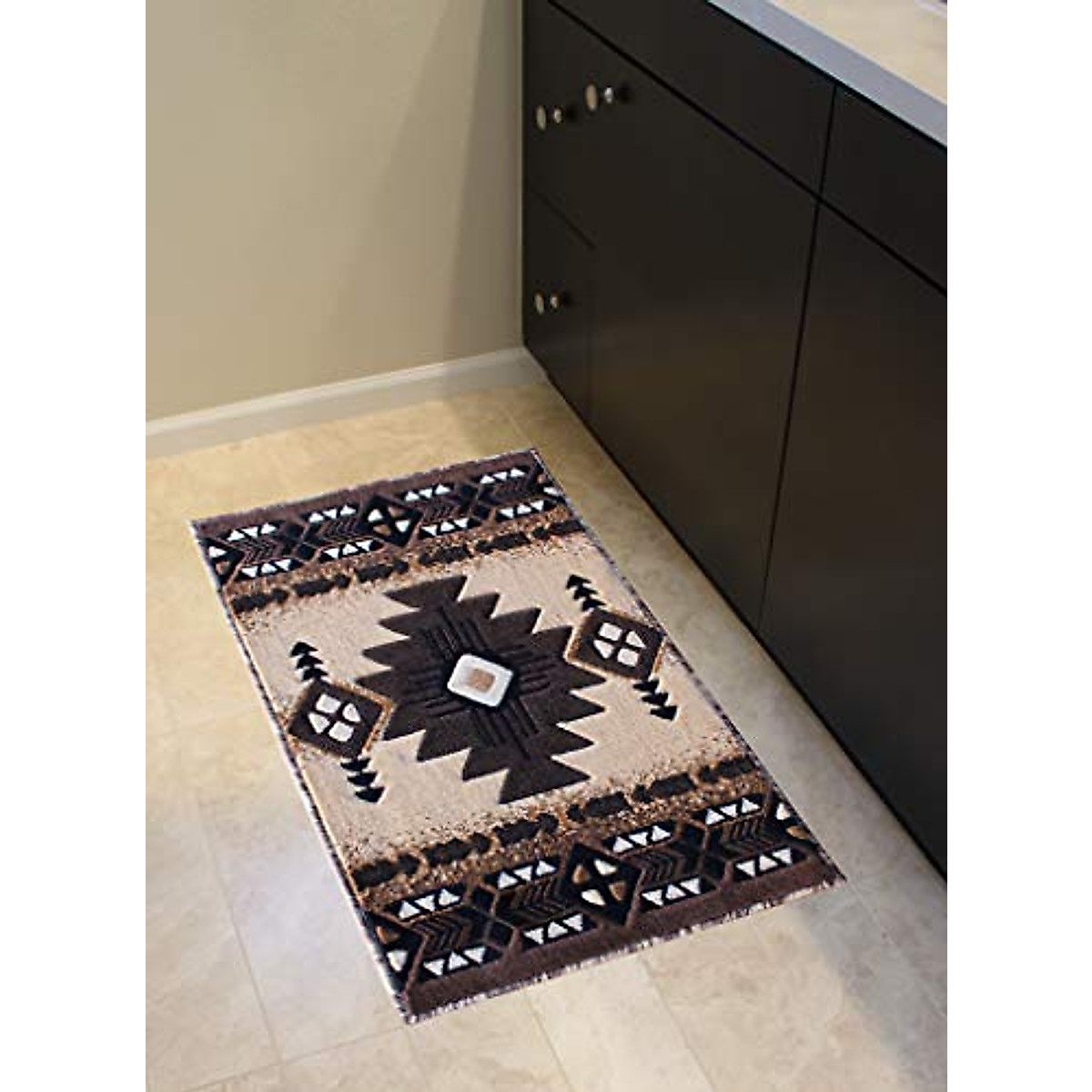 South West Native American Door Mat Area Rug Design C318 Berber 24 In. X 40 In.