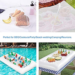 1PCS Inflatable Serving Bars and 3PCS Mesh Food Umbrella Covers Tent for Outdoor,Keep Salads Beverages Ice Cold - For Parties Indoor & Outdoor BBQ, Picnic Pool Party Supplies Luau Cooler