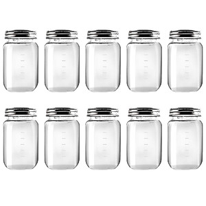 novelinks 16 Ounce Clear Plastic Jars Containers With Screw On Lids - Refillable Round Empty Plastic Slime Storage Containers for Kitchen & Household Storage - BPA Free (10 Pack)