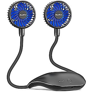HandFan 10000mAh Portable Neck Fan Rechargeable, Wearable Personal Fans for Neck, Hands Free Necklace Fan Battery Operated, for Man Women Travel Hiking Cycling Outdoors