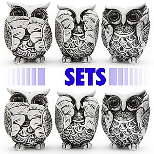 Owl Statue Home Décor Owls Figurine Family Set of 3 Cute Owl Lovers Black & White Gifts for Mom, Zen Mood Gifts, See Hear Speak No Evil, Nice Home Office Decoration, Positive Vibes