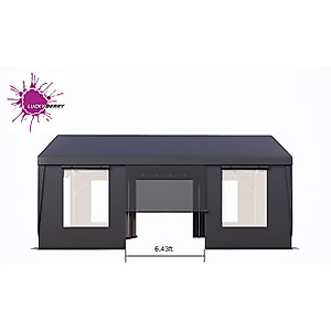 Luckyberry 12'x 20' Heavy Duty Carport Portable Tent,Waterproof，UV-Protection Carport Garage with Removable Sidewalls & Doors for Quick-Setup Carport Car, Truck, Boat with All-Season Tarp, Grey