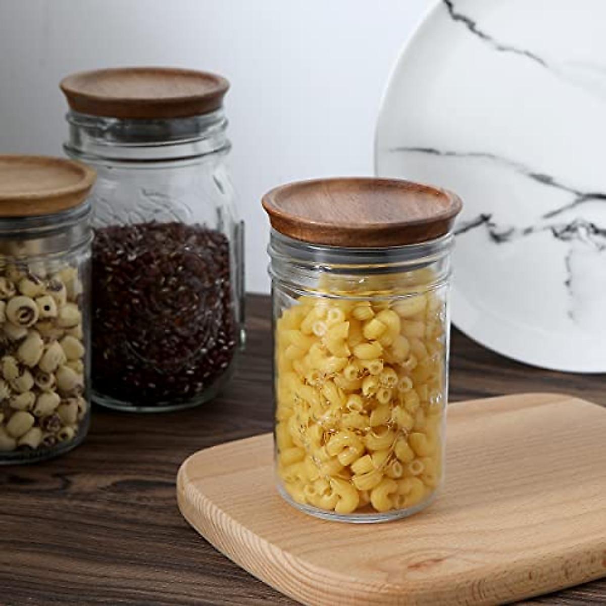 6 Pack Regular Mouth Wooden Storage Lids Set,Wooden Lids for Ball,Kerr Jars,Food Grade Material,100% Fit & Airtight for Regular Mouth Jars