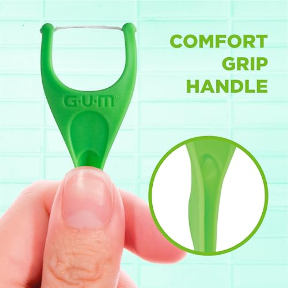 GUM Angled Floss Picks, Perfect for Tight Teeth, Extra Strong Shred-Resistant Dental Floss, Angled for Easy Reach, Dental Flossers for Adults, Fresh Mint Flavor, 75ct (4pk)