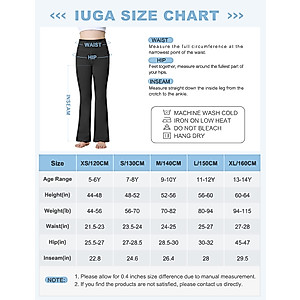IUGA Girls Flare Leggings High Waist Cute Preppy Clothes for Girls Uniform Pants with Pockets Bell Bottom Pants Black