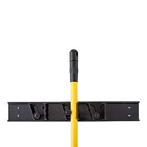 Restaurantware 17.7 Inch Snap-In Design Mop Holder, Black Plastic, 3 Customizable Slots, Screws Included
