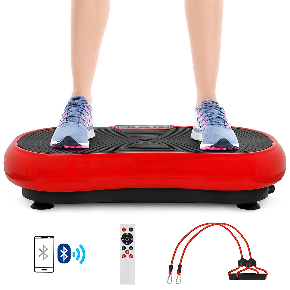 ZENY Vibration Plate Exercise Machine, Whole Body Workout Vibration Fitness Platform for Weight Loss, Toning Wellness, Home Gym Equipment (Red)