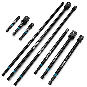 Libraton Impact Grade Socket Adapter Set, 3" 6" 12", Drill Socket Adapter, Impact Socket Adapter, Socket Driver Adapter, Drill Socket Adapter Extension, Adapter Power Drill to Torque Impact Wrench