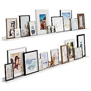 You Have Space Lagos 80" Ledge Wall Shelves, Floating Shelves for Living Room Decor, Bedroom, Office, Ultra Long White Picture Ledge Shelf Set of 2