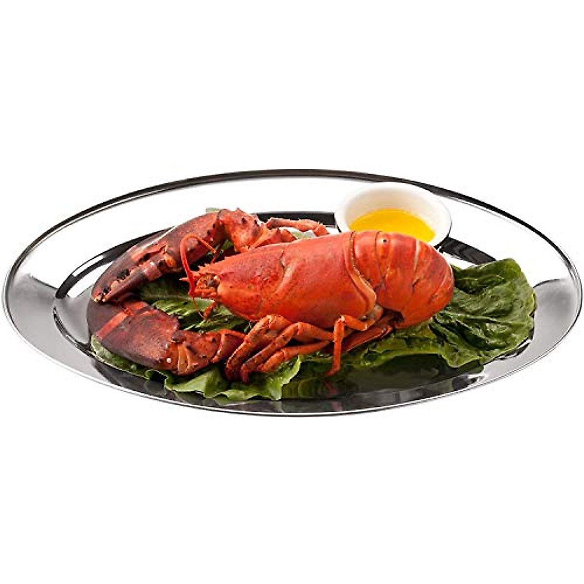 24”x16” Polished Stainless Steel Oval Serving Platter - Ideal for Parties - Dishwasher Safe - Holds up to 22 LB Uncarved Bird or Easter Ham