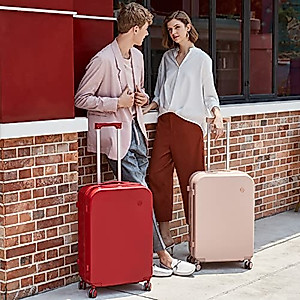 Carry on Luggage, Mixi Suitcase Spinner Wheels Luggage Hardshell Lightweight Rolling Suitcases PC with Cover & TSA Lock for Business Travel Red