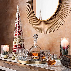 5-Piece European Style Whiskey Decanter and Glass Set - With Magnetic Gift Box - Exquisite Diamond Design Liquor Decanter & 4 Whiskey Glasses - Perfect Whiskey Decanter Set for Scotch Alcohol Bourbon.