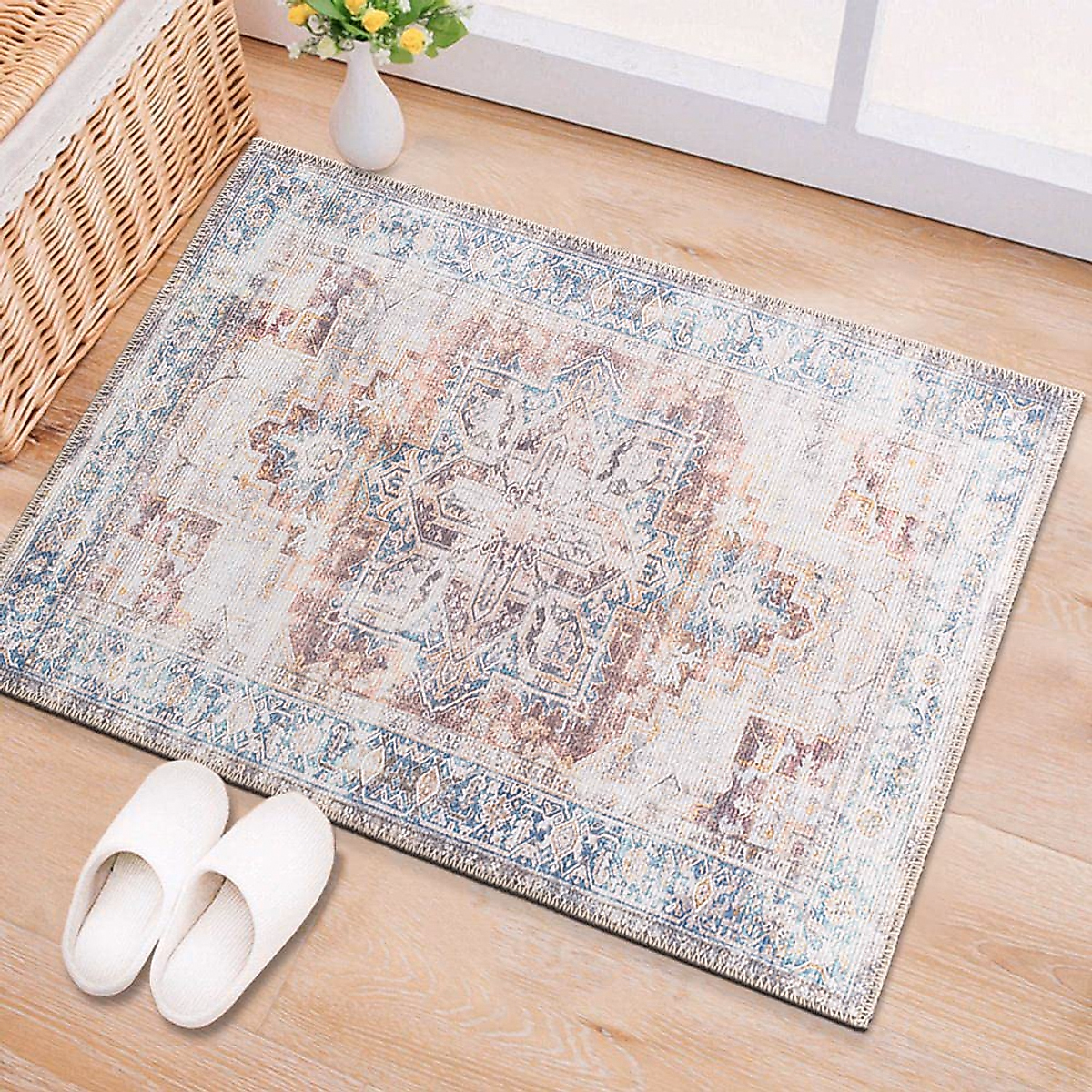 Rugshop Bohemian Distressed Stain Resistant Flat Weave Eco Friendly Premium Recycled Machine Washable Area Rug 2'1"x3' Rust