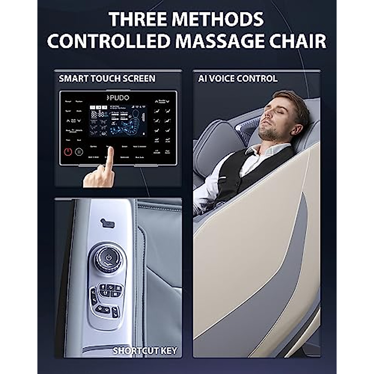 PUDO 2023 4D Massage Chair Full Body | Zero Gravity Shiatsu Massage Chairs Recliner with AI Voice with Heated SL Track Bluetooth Speaker Airbag Yoga Stretch, Foot Roller Auto Legrest (Beige)