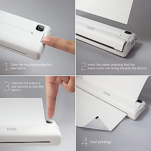 TATO Portable Printer - Portable Printer Wireless for Travel - Small Printer Wireless - No Ink Printer - Travel Printer - Portable Mini Printer - Wireless Bluetooth Printer - Studying Essentials