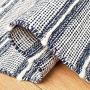 SAFAVIEH Striped Kilim Collection 2' 3" x 5' Navy / Blue STK513N Handmade Flatweave Cotton Entryway Living Room Foyer Bedroom Accent Rug