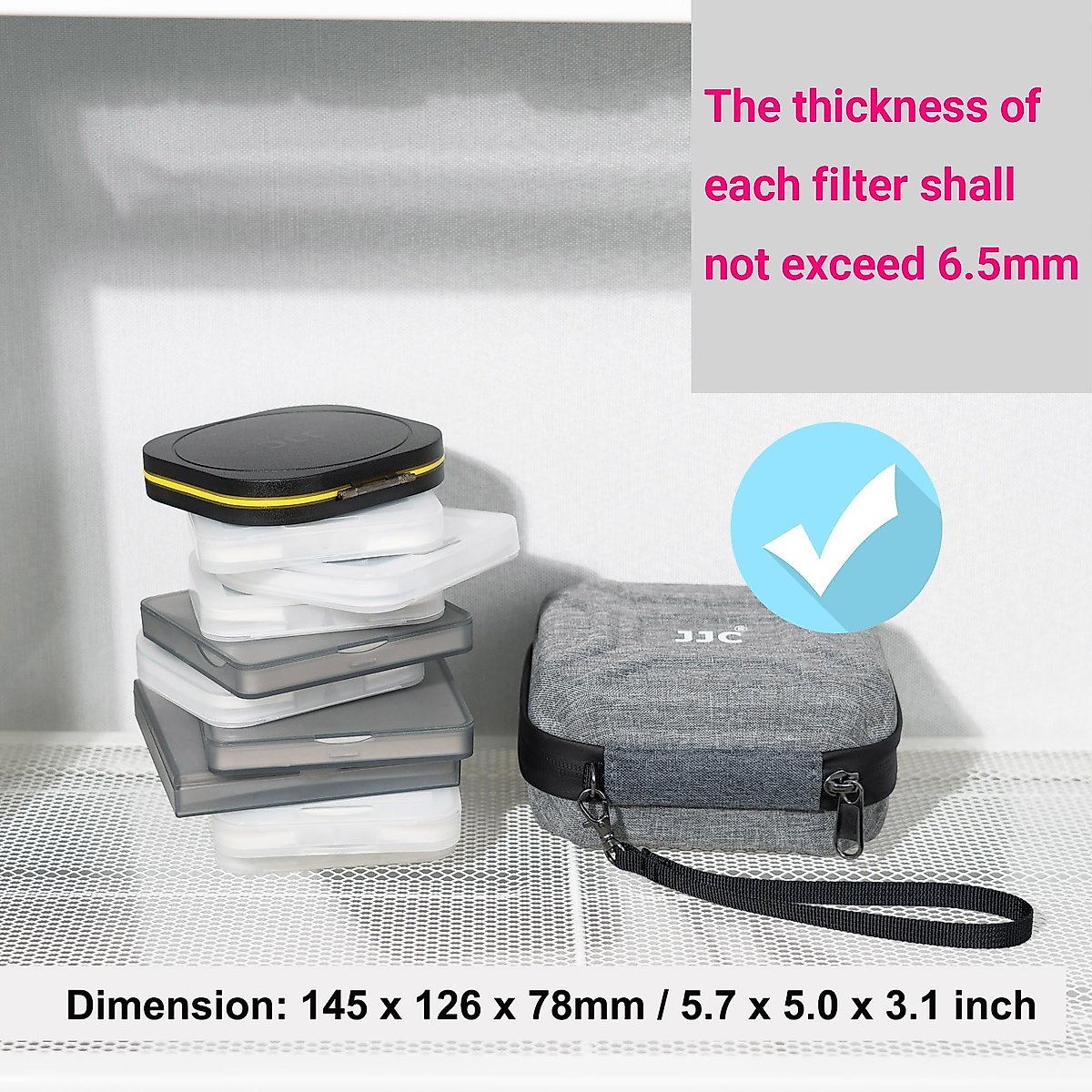 JJC 10 Pockets Hard Shell Lens Filter Bag Up to 95mm, Water Resistant & Dustproof, Camera Filter Pouch with Microfiber Cleaning Cloth, Filter Carrying Case for Photography Filter Round Filter