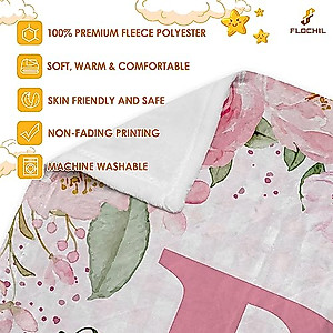 FLOCHIL Personalized Baby Blankets, Custom Baby Blanket - Baby Blanket with Name for Girls, Best Gift for Baby, Newborn Floral Plush Fleece (30x40)