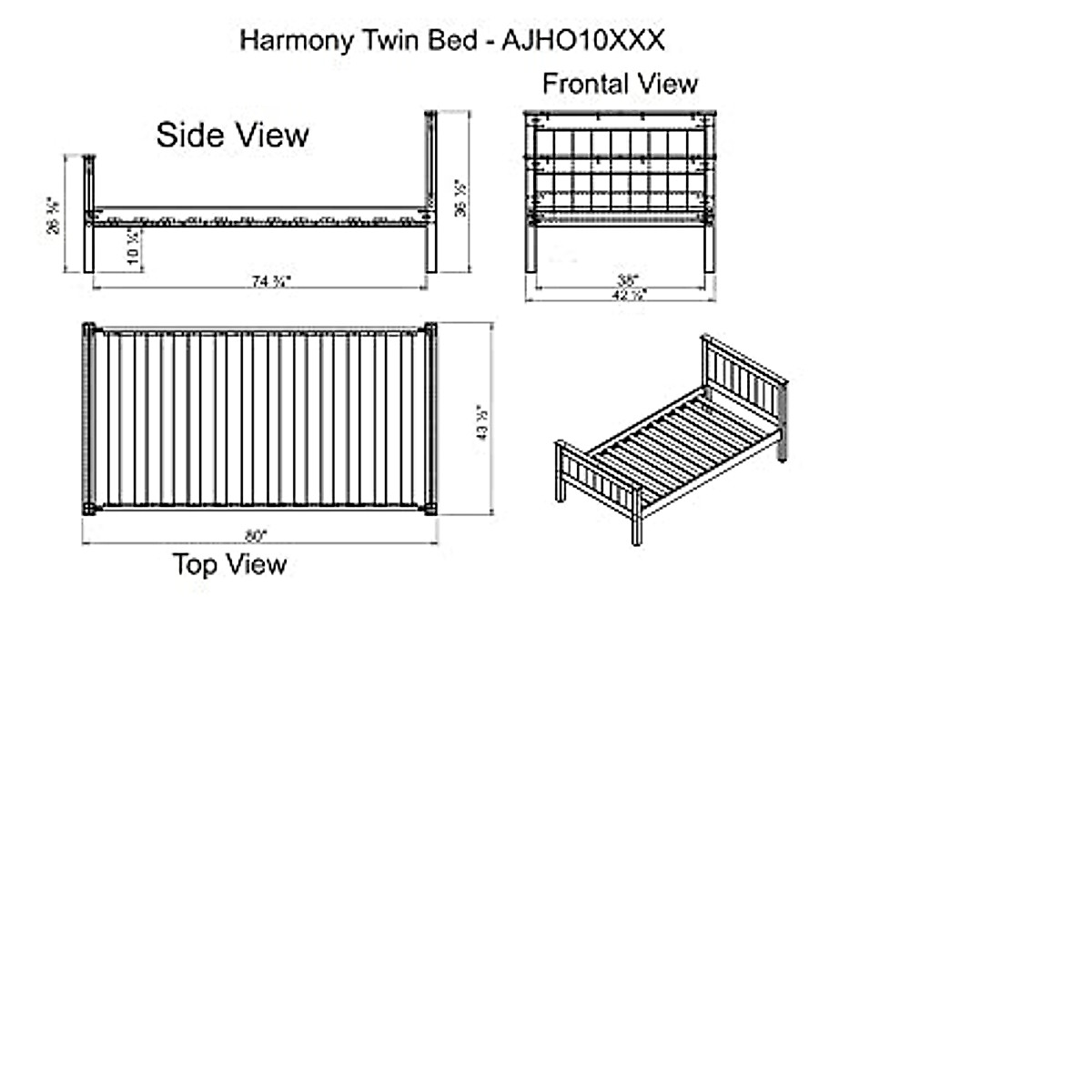 Alaterre Harmony Twin Bed with Storage Drawers, White