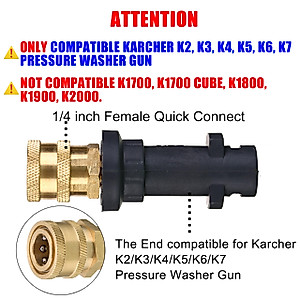 M MINGLE Pressure Washer Gun Adapter, to 1/4'' Quick Connect Fitting, Only Compatible Karcher K2, K3, K4, K5, K6, K7