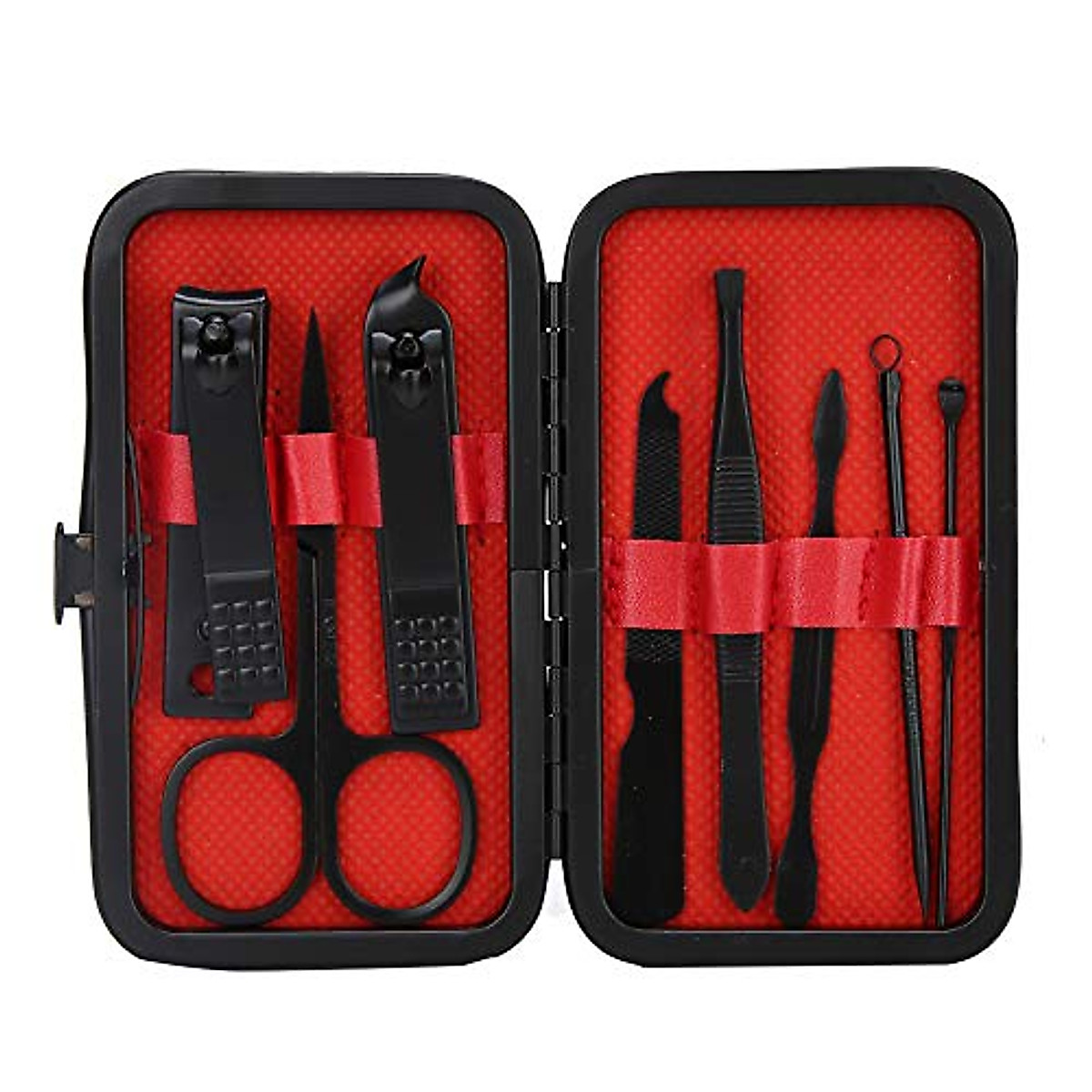 8pcs Manicure Set, Stainless Steel Material High Hardness Mens Grooming Kit, Eyebrow Scissors Nail Clipper Acne Needle Pedicure Kit, for Trim Nail Edge