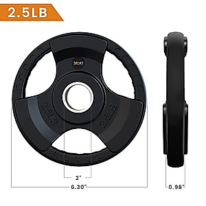 SPART Weight Plate 2-Inch Rubber Coated Olympic Grip Plate for Barbell,Solid Cast Iron Weight Plates in Pairs or Single for Strength Training,Weightlifting,Crossfit,Home Gym, 2.5LB, Pair