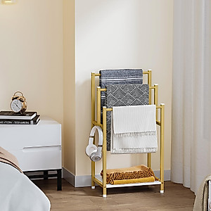 Honiter Towel Racks for Bathroom, 3 Tier Free Standing Towel Rack, Blanket Rack, Metal Towel Holder with Shelf for Bathroom Accessories Organizer for Bath Storage & Hand Towels, Next to Tub or Shower