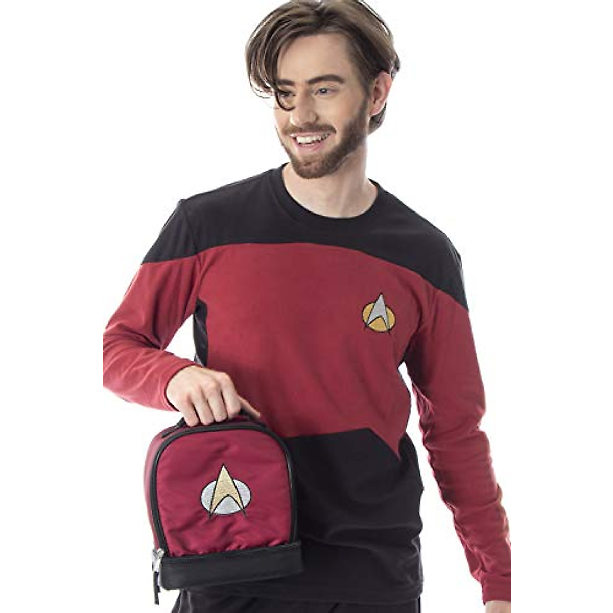 Star Trek The Next Generation Picard Embroidered Starfleet Logo Dual Compartment Insulated Lunch Box Bag Tote