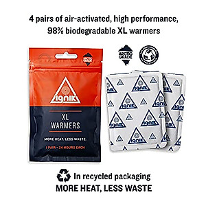 Ignik 24-Hour Compostable XL Body and Sleeping Bag Warmers with Resealable AirBarrier Pouch, 4 Pairs