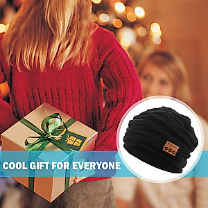 Wireless Beanie for Men, Smart Music Knit Winter Hat with Speaker Mic for Fitness Outdoor Sports, Black