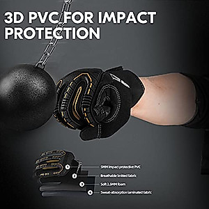 Vgo... 1-Pair Heavy Duty Synthetic Leather Work Gloves, Impact Protection Mechanic Gloves, Rigger Gloves, Vibration Reduction, Touchscreen Capable (Size L, Black, SL8849)