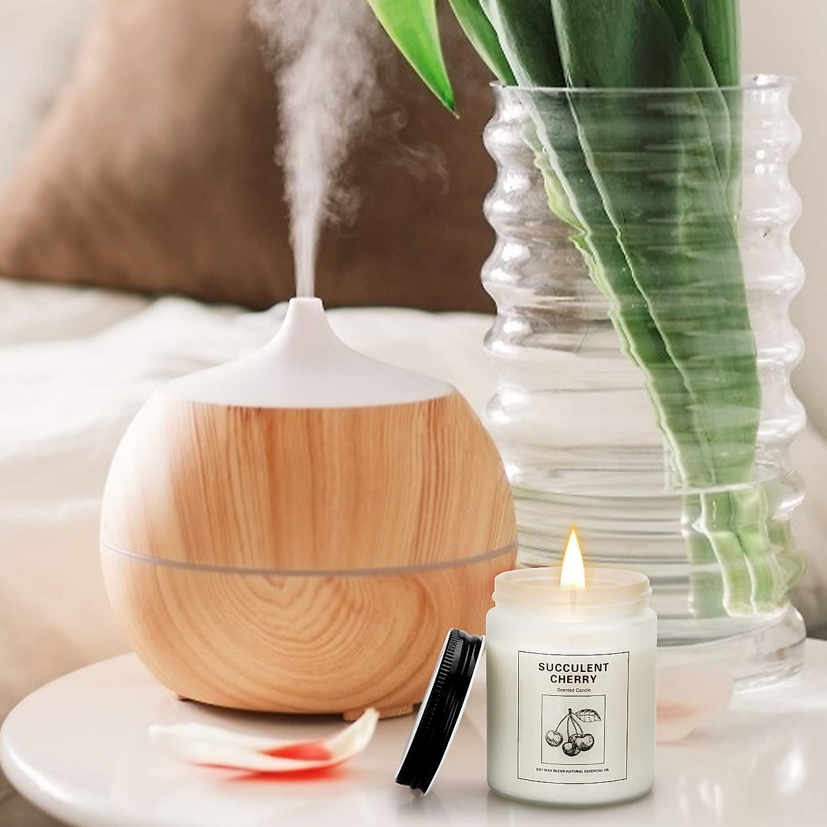 Gingerbread and Black Cherry Scented Candles Set, 2 Pack 7.2 oz Soy Candles for Home Scented, Aromatherapy Candle Set with Strongly Fragrance, Gifts for Women, Mom, Valentines Day Gifts