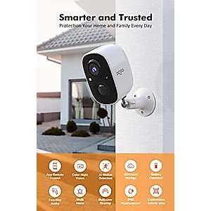 Dzees Outdoor Camera Wireless, Battery Powered WiFi Surveillance Camera for Home Security System with Siren Alarm & Spotlight, Motion Detection, Color Night Vision, IP65 Waterproof Cloud/SD-2-Pack
