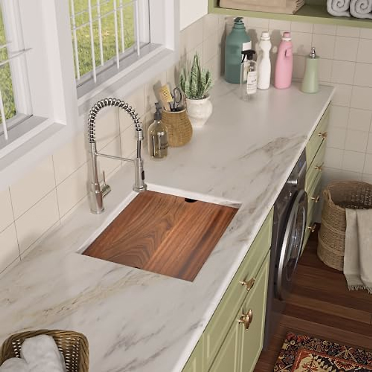 Yurshen 23 Laundry Sink Stainless Steel 23x19x13 Inch Undermount Stainless Steel Utility Sink Workstation Deep Single Bowl 16 Gauge Under Counter Kitchen Laundry Room Utility Sink Basin, YSUWL101-23