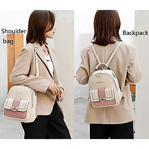 RUISUER Backpack Purse for Teen Girls Mini Backpack for Women Cute PU Leather Bookbag Small Shoulder Bag Handbag White