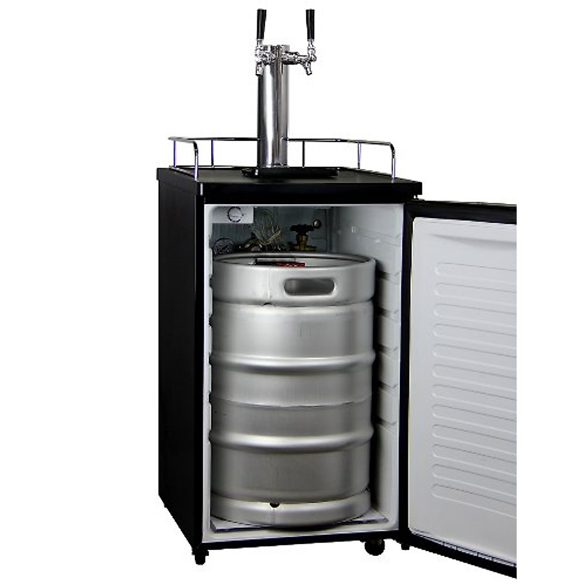 Kegco K199SS-2P Kegerator Two Keg Beer Cooler - Premium Double Faucet D System Kit - Stainless Door