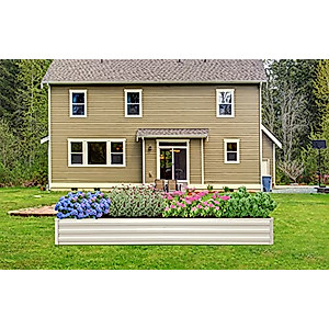 BUTUNITA Beige Raised Garden Bed Outdoor Metal for Gardening Vegetables Flower Garden Planter Box Large Raised Bed,8x4x1ft Beige